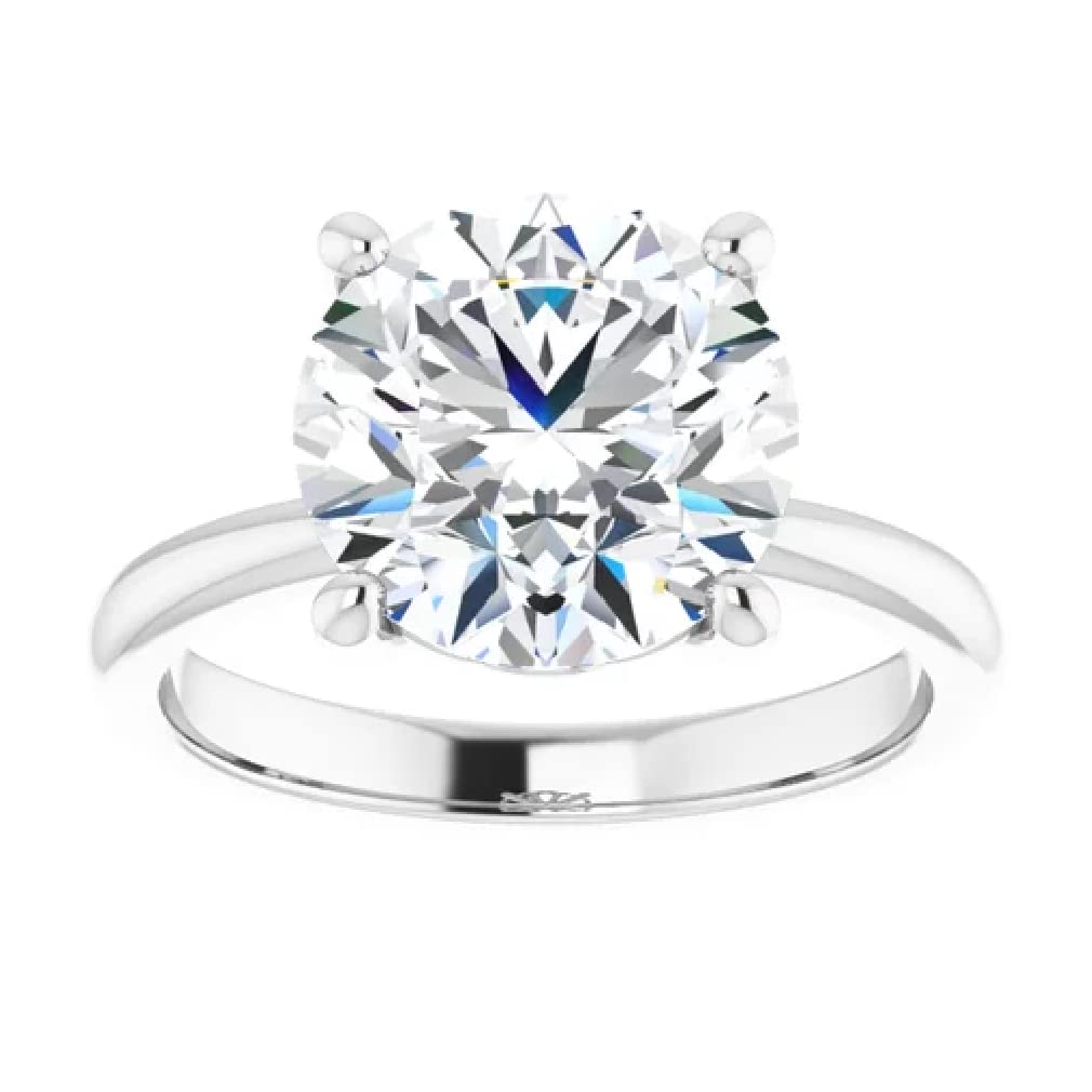 10K Solid White Gold Handmade Engagement Rings, 4 CT Round Cut Moissanite Diamond Solitaire Wedding/Bridal Rings for Women/Her, Minimalist Anniversary Ring Gifts (5)