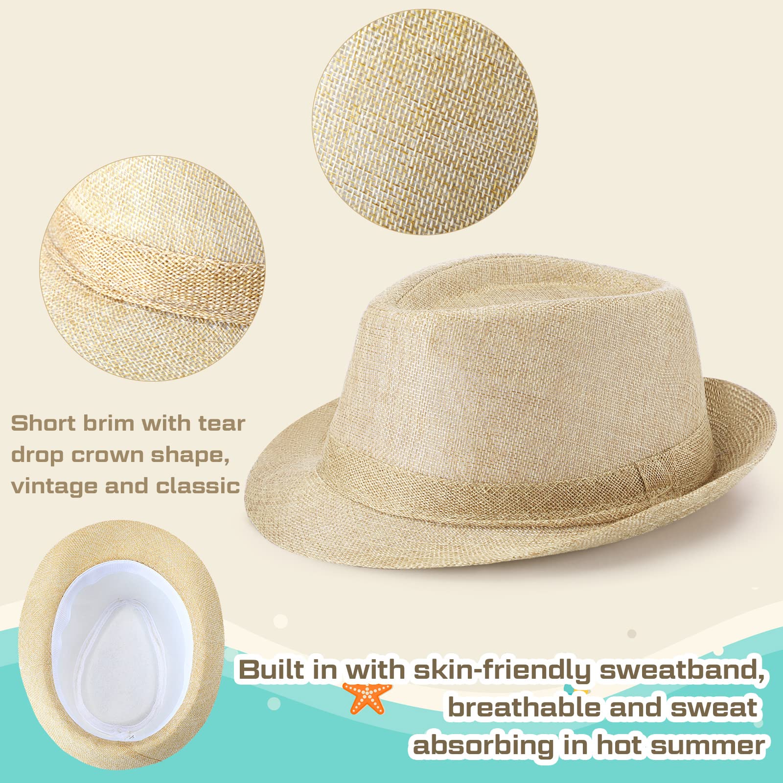 11 Pcs Hat Colorful Panama Hat Men Summer Hats for Women Men Short Brim Hat Panama Cap Summer Hats for Women