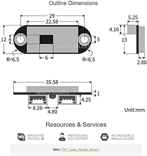 Laser Range Sensor TOF Laser Range Sensor Compatible with Arduino Raspberry PI Supports Cascade ranging. Range 1cm to 500cm