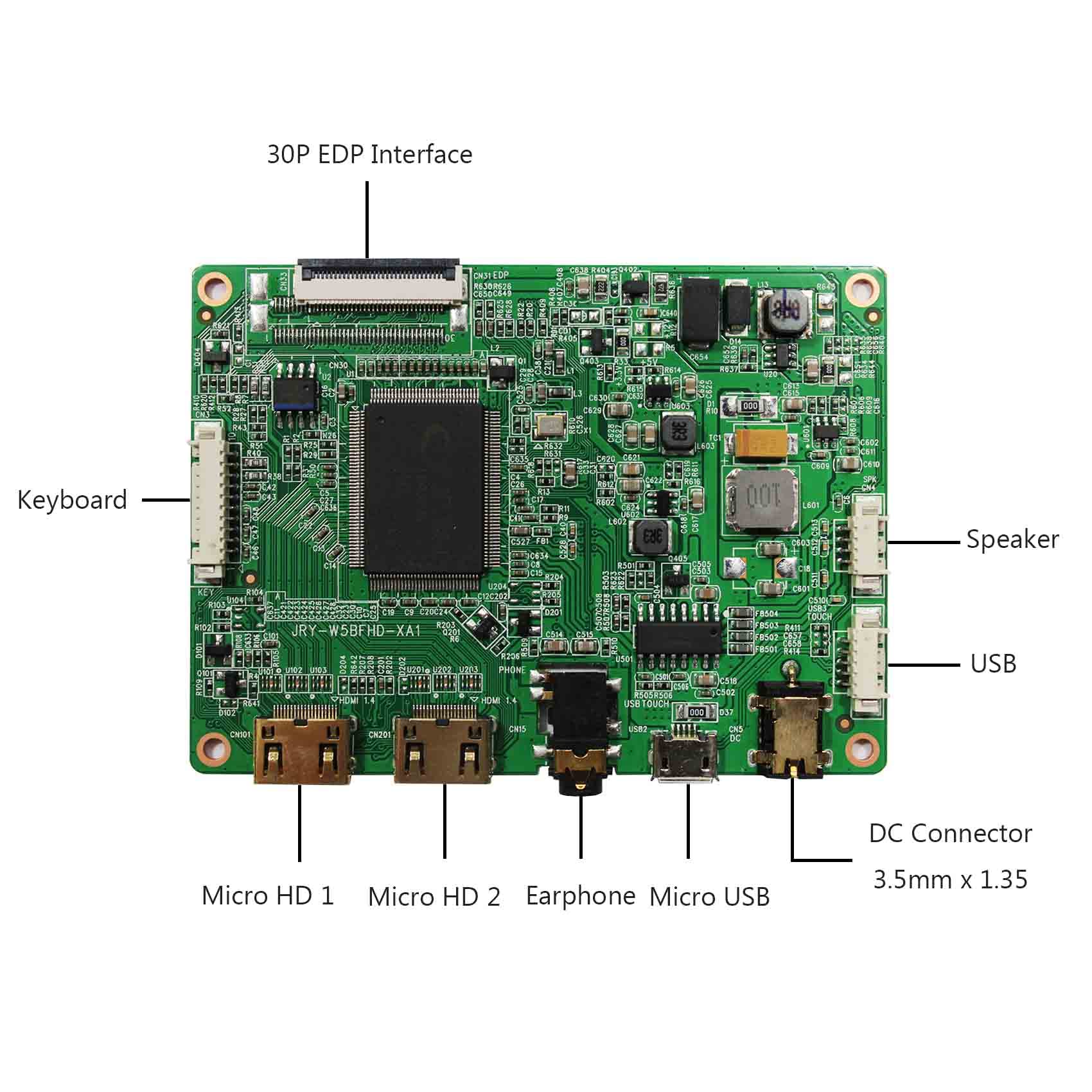 14 inch B140XTN03.3 1366x768 30pin eDP LCD Screen and 2mini HD-MI LCD Controller Board,with Location Holes