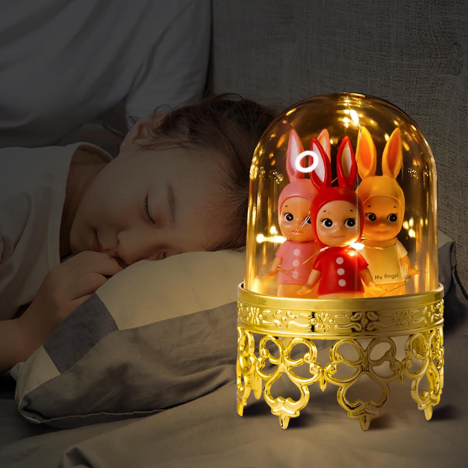 12 Pack Cake Plate Stand with Dome Cover (Gold), Mini Cloche Display, Display Cakes, Figurines (12 Gold)