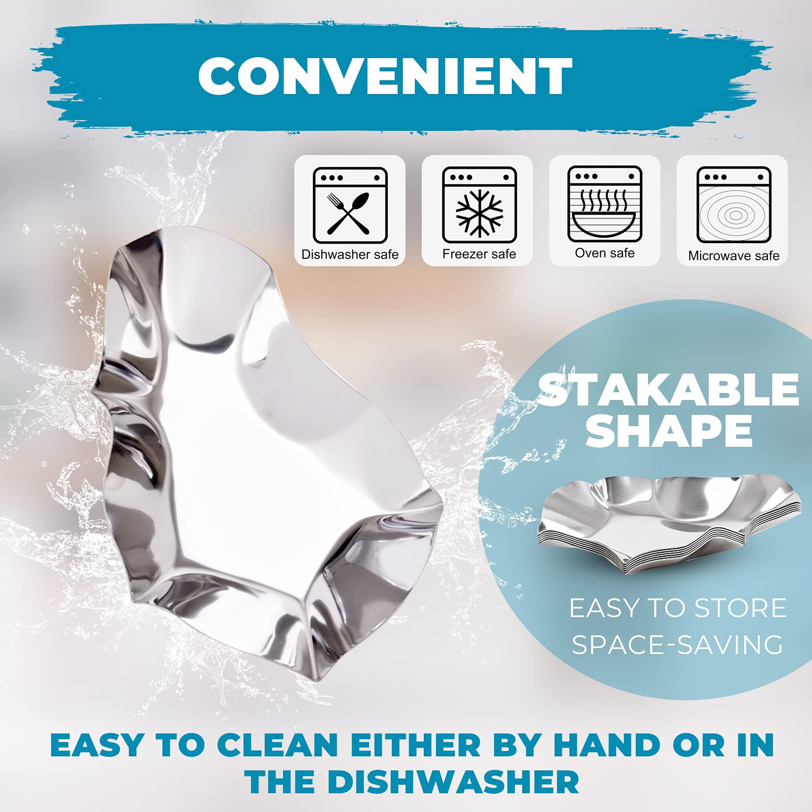 CIRAVI Stainless Steel Oyster Shells - 6 Piece Reusable Set - Flat Bottomed Shells - For Grilling or Cooking - Great for All Kinds of Seafood