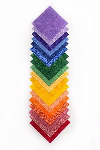 108 Pcs Fabric Strips Cute, Beautiful 100% Cotton Fabric Quilt Rainbow Tone-on-Tone, Width 5 inch Length 5 inch, Gift Rainbow Basics pre-Cut Charm Pack Squares, DIY Blanket