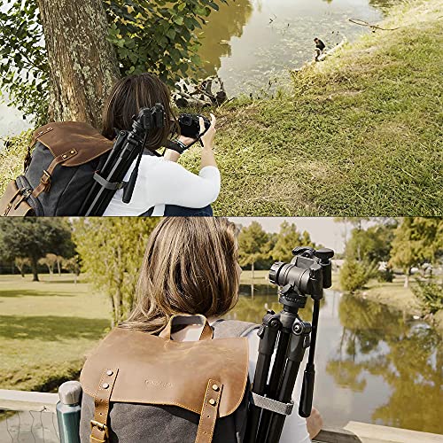 Endurax Leather Camera Backpack for Photographers, DSLR Backpack Bag with Laptop Compartment & Tripod Holder, Waterproof Canvas