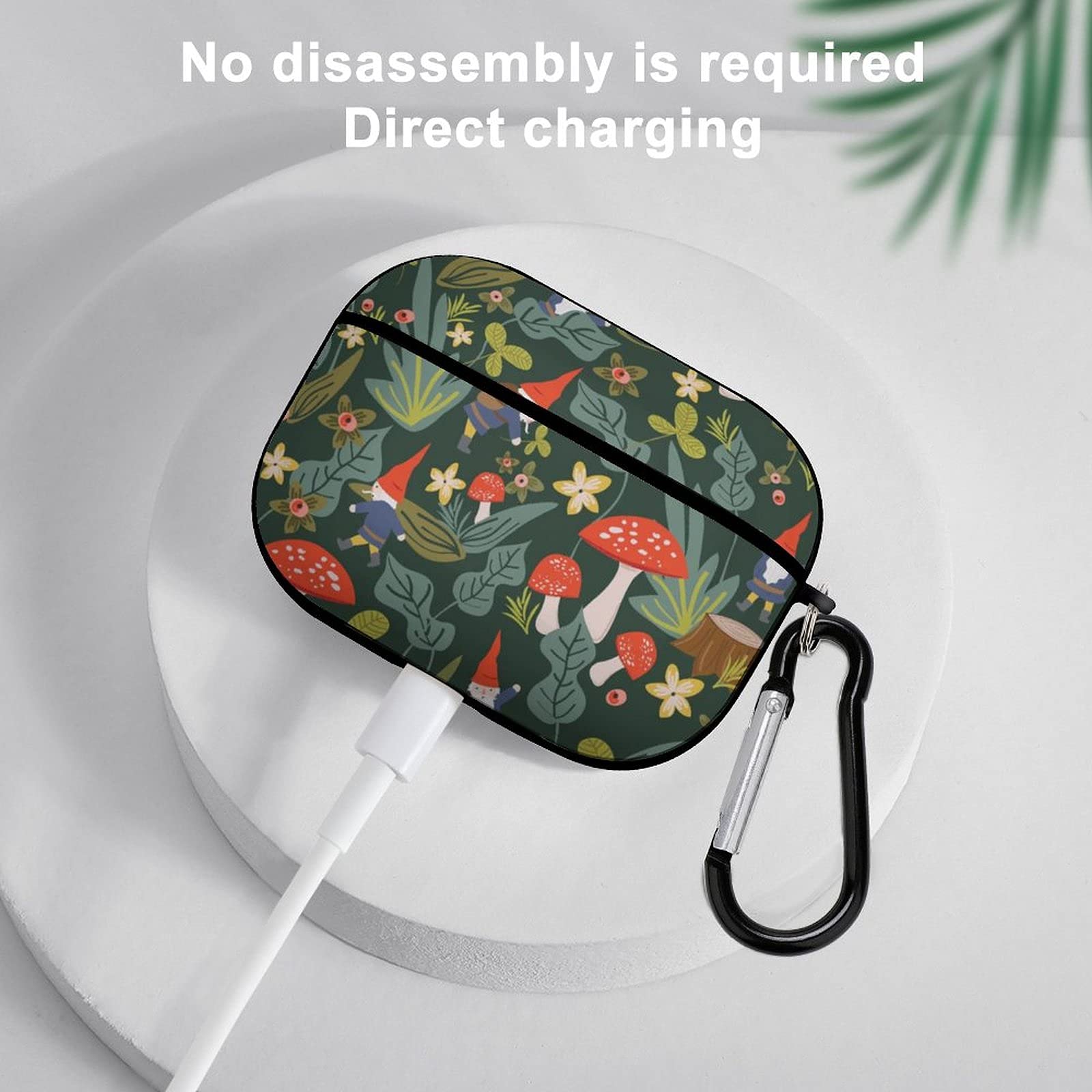 Funny Headphone Case Cover Compatible with AirPods Pro Case for Women Girls Red Mushroom Unique Design Gnome Green, Protective Plastic Case Cover, Led Visible with Keychain
