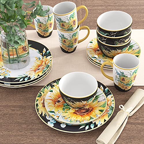 Certified International Sunflower Fields 16 Piece Dinnerware Set, Service for 4, Multi Colored
