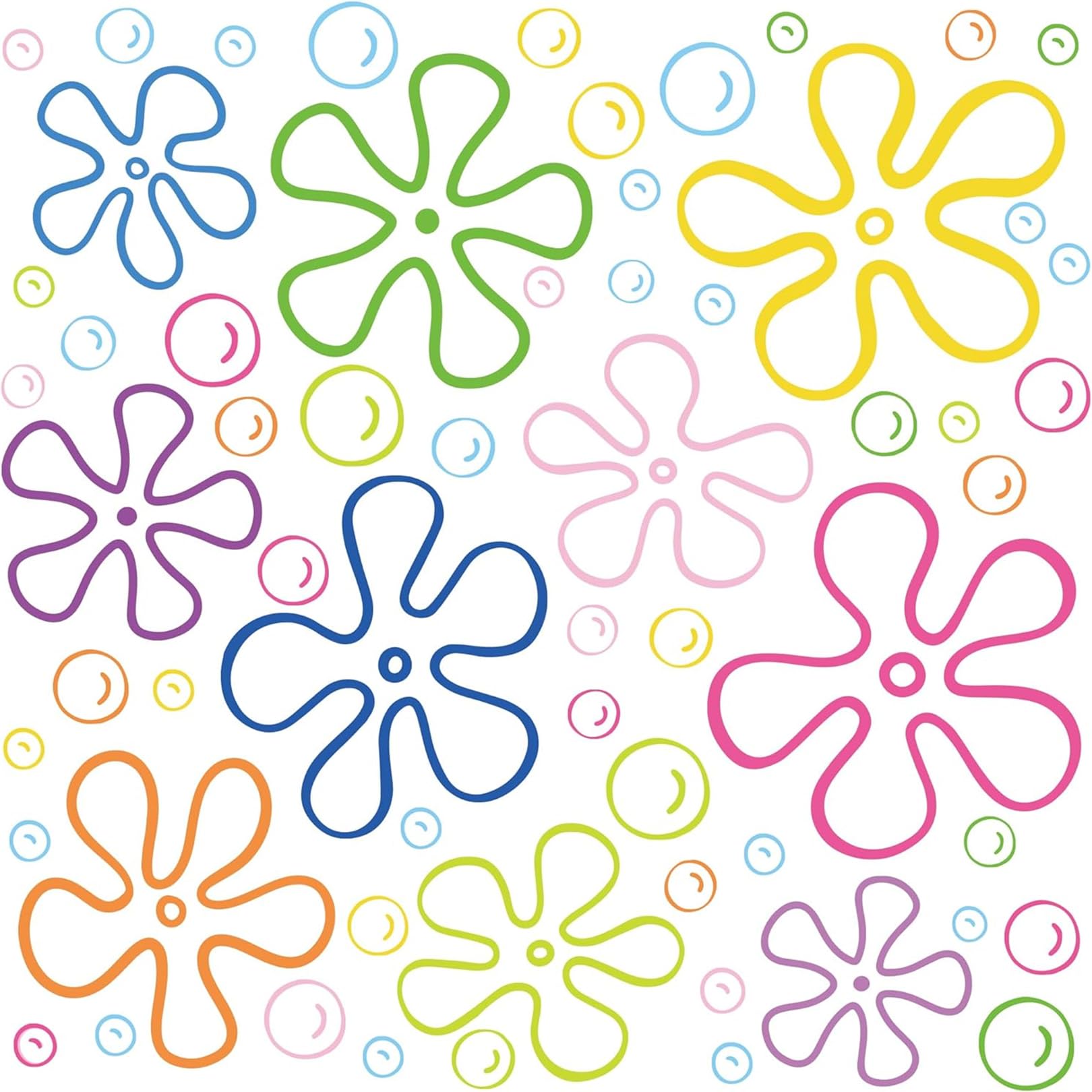 156PCS Flowers and Bubbles Wall Decals Under The Sea Birthday Party Peel and Stick Colorful Bubble Stickers Car,Bedroom,Bathroom,Windows,Laptop Decor 6 Sheets, 30cm x 10cm Each,Static Cling,Removable