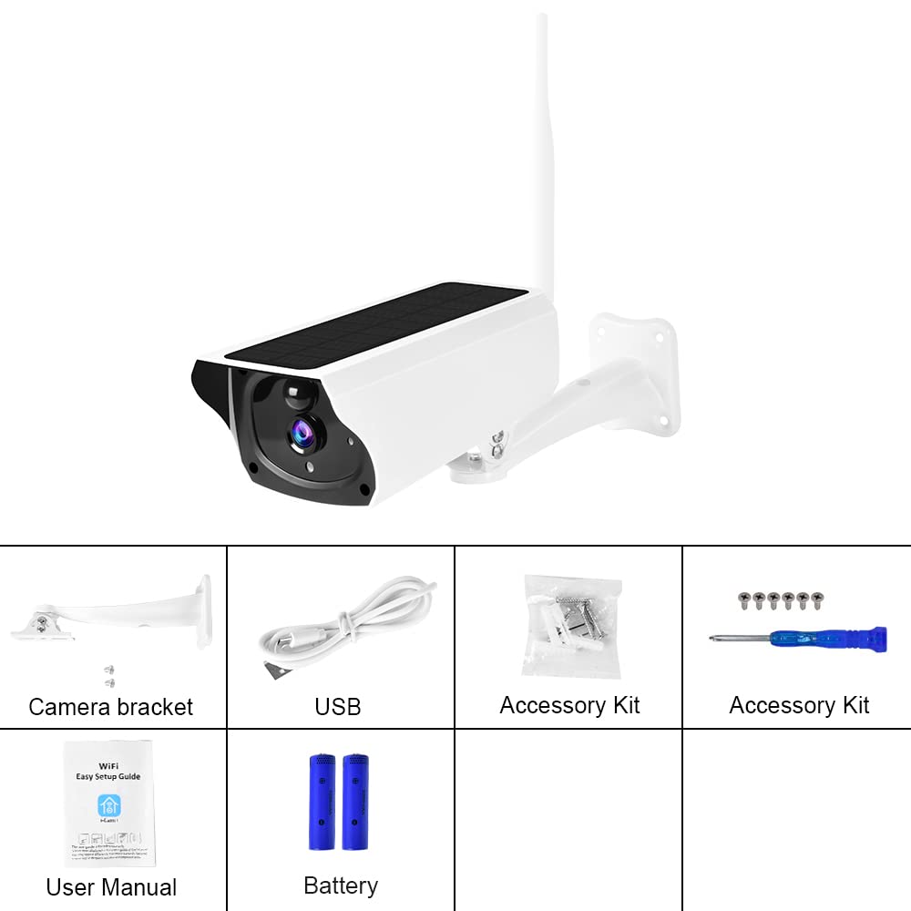 EKAT Security Camera Outdoor, Wireless Outdoor Cameras for Home Security, Solar Security Camera, 2.4Ghz WiFi, Motion Detection, Night Vision, IP66 Waterproof, Solar Charging