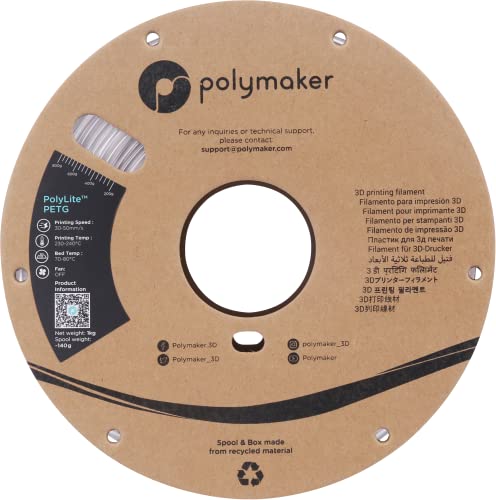 2.85mm(3mm) PETG Filament 2.85mm, 1kg Strong PETG Clear Filament - Polymaker PolyLite PETG 2.85mm Transparent 3D Printer Filament, Print with 2.85mm Openning 3D Printers Only
