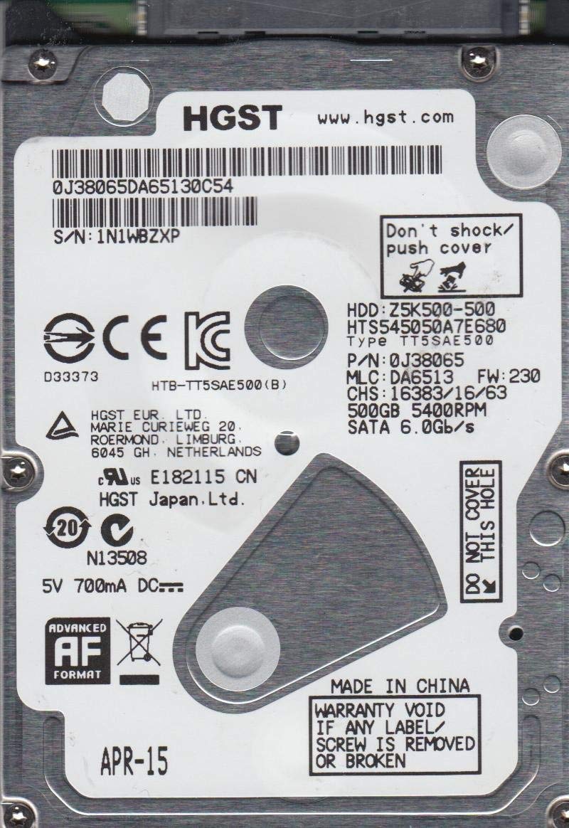 500GB 5.4K Z5K500 SATA 2.5 DISC PROD SPCL SOURCING See Notes