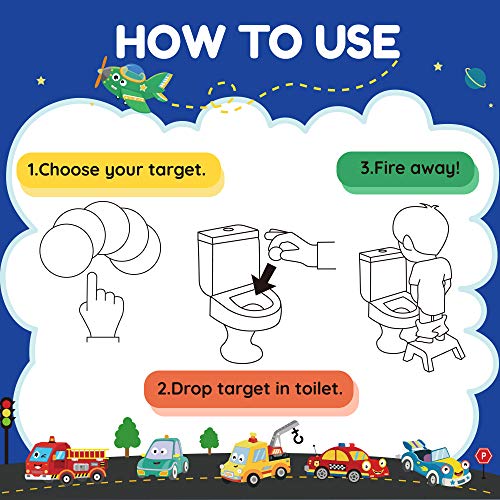 90 Pack Toilet Targets for Boys, Potty Training Flushable Dinosaur Target, 2 x 2 Inch Pee Targets for Boys, 100% Biodegradable and Sewage Safe