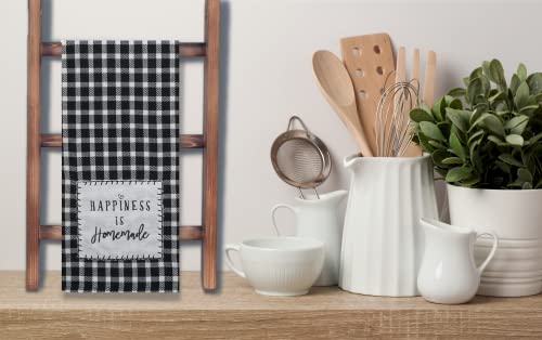 18TH STREET GIFTS Buffalo Plaid Kitchen Towels - Farmhouse Decor Black and White Gingham Dish Towel Set - Black and White Hand Towels for Kitchen or Bathroom