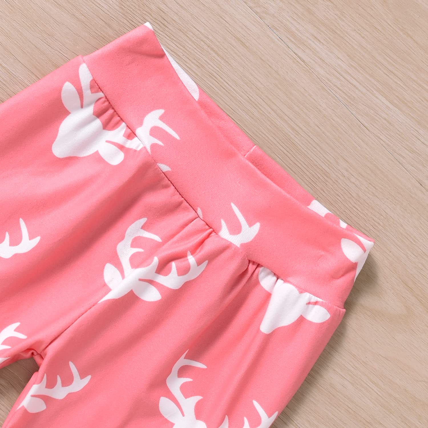 Aalizzwell Newborn Girls Long Sleeve Deer Romper Tops Pink Pants Hat Set (White, 0-3Months)