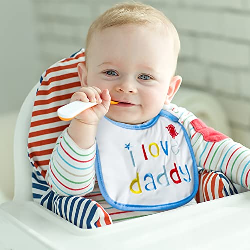 2ooya 7Pcs Cotton Waterproof Baby Bibs Adjustable Hook Loop Closure Infant Bib Unisex Blue Newborn Babies Infant Food Bibs Keepsake Baby Gift for Drooling Feeding Eating Teething, 6-12 Months
