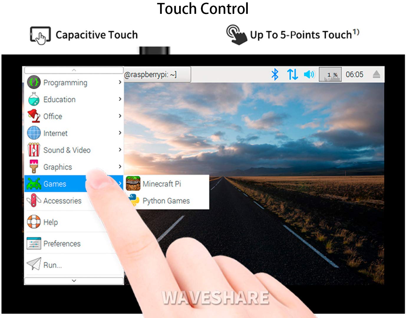 Bicool 5inch Capacitive Touch Display for Raspberry Pi 4B/3B+/3A+/3B/2B/B+/A+, cm 3/3+, 800×480, TFT Wide Angle Screen LCD, DSI Interface Refresh Rate up to 60Hz. Support Ubuntu/Kali, Win 10 IoT