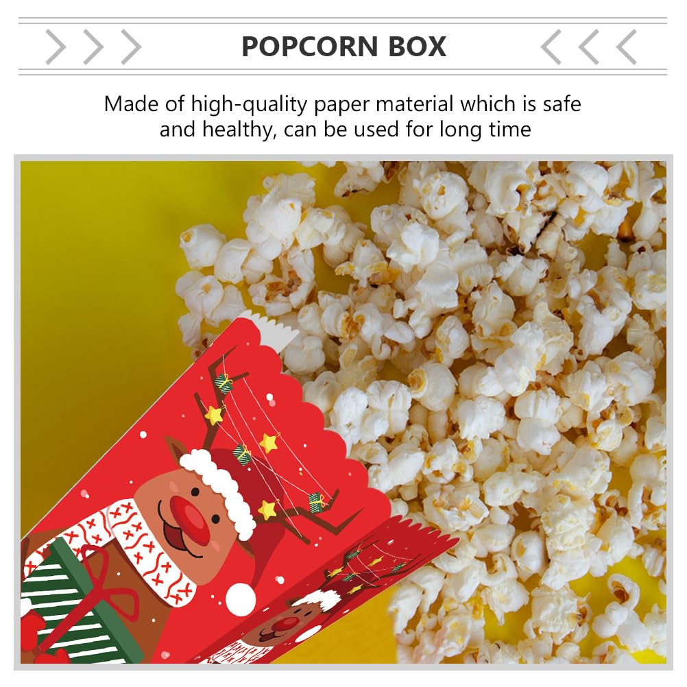 12pcs Popcorn Favor Boxes Paper Christmas Popcorn Buckets Snack Container Christmas Party Treat Boxes