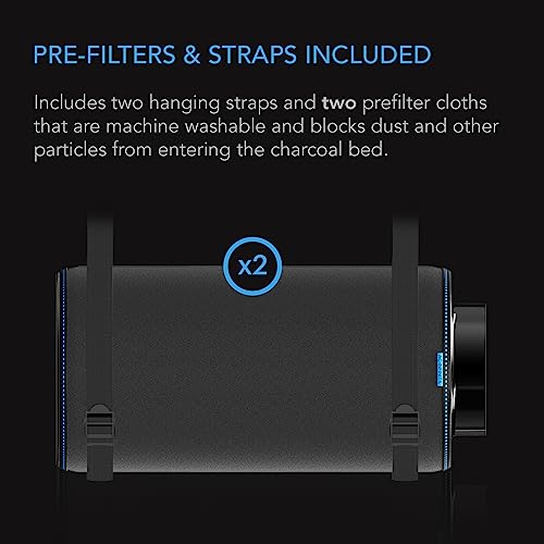 AC Infinity Air Carbon Filter 6" with Premium Australian Virgin Charcoal, Fit with Inline Duct Fans for Odor Control in Grow Tents, Grow Rooms, and Hydroponics Systems