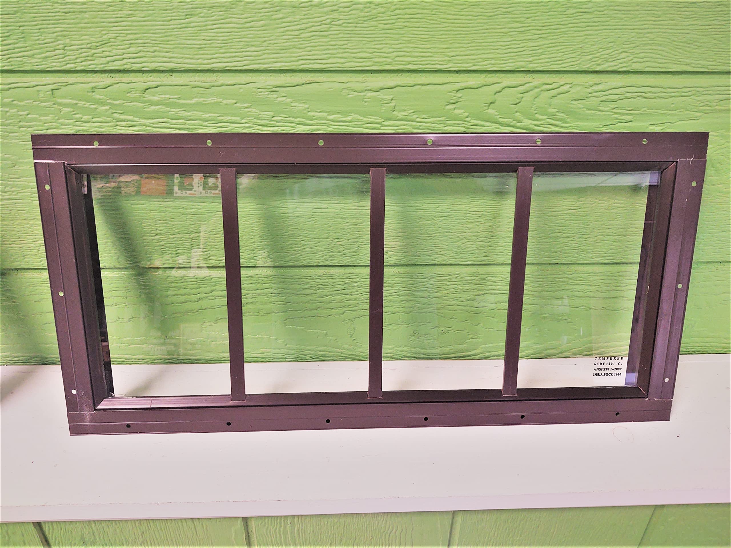 10x23 Brown Transom Shed Window, Tempered Glass, Great for Outdoor Sheds, Playhouses, Garages, and Barns!