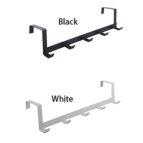 Chaotai Over The Door Hanging Rack 5 Hooks for Towel Hat Hanger Rack Strong Home Accessories Living om Durable Organizer Holder Iron Hanging(Black)