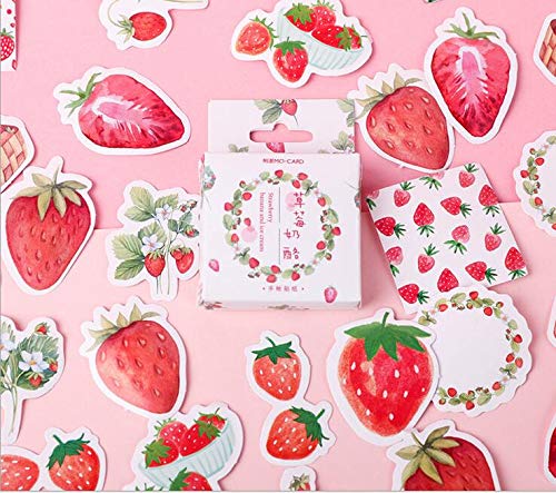 90PCS Small Cute Pink Strawberry Letter Stickers Decal Sticker Cardstock Stickers Photo Planner Stickers Korean Stationery Stickers Party Favors Kid' Stickers for DIY Arts and Crafts (Strawberry)