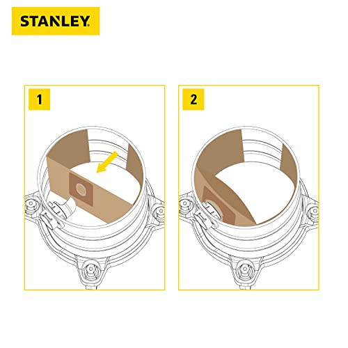 Stanley 25-1230 4-5 Gallon Disposable Filter Bag 1-1/4" for Wet/Dry Vacuum SL18130P SL18133 SL18129, 3 Pack