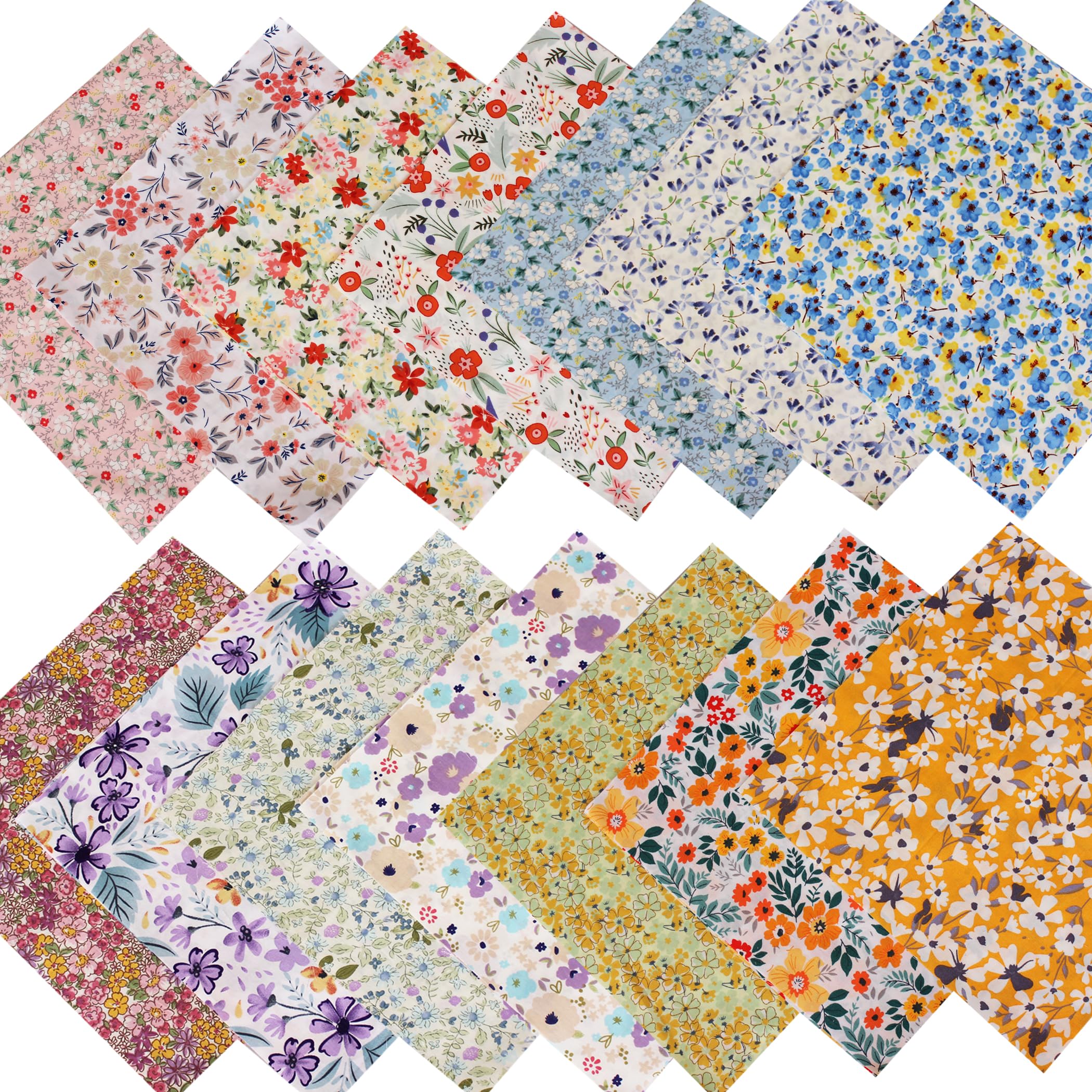 100% Cotton Quilting Fabric Squares 5''x5'' Floral Print Precut Fabric Bundles Charm Packs for Quilting 5 inch Clearance for Pathwork Quilt(Fresh Style)