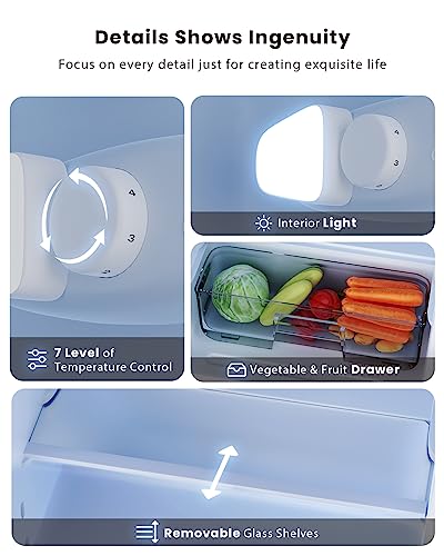 Bodare Retro Mini Fridge with Freezer: 3.2 Cu.Ft Mini Refrigerator with 2 Doors - Small Refrigerator Energy-Saving Compact Refrigerator - Small Fridge for Bedroom Dorm Office Apartment (White)