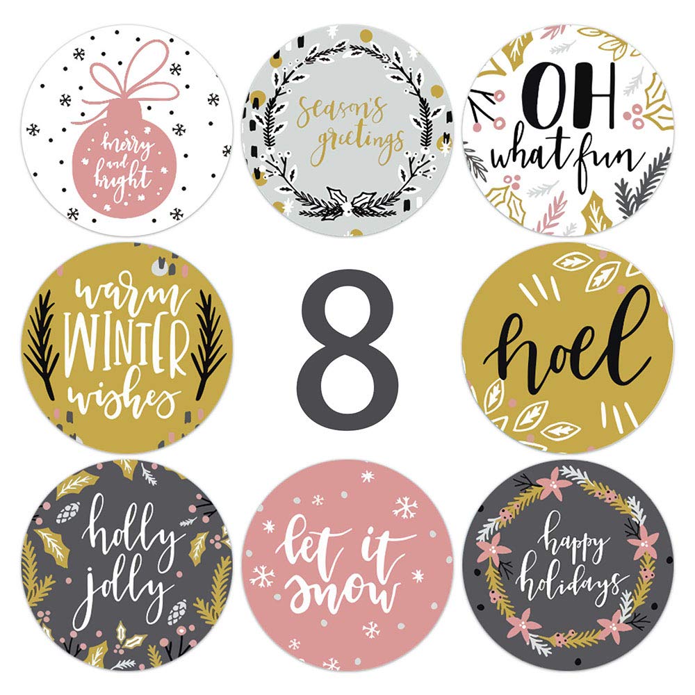 500PCS Merry Christmas Stickers Holiday Stickers Labels Roll 1.5 Inch Round Adhesive Xmas Decorative Sealing Stickers for Cards Gift Envelopes Boxes
