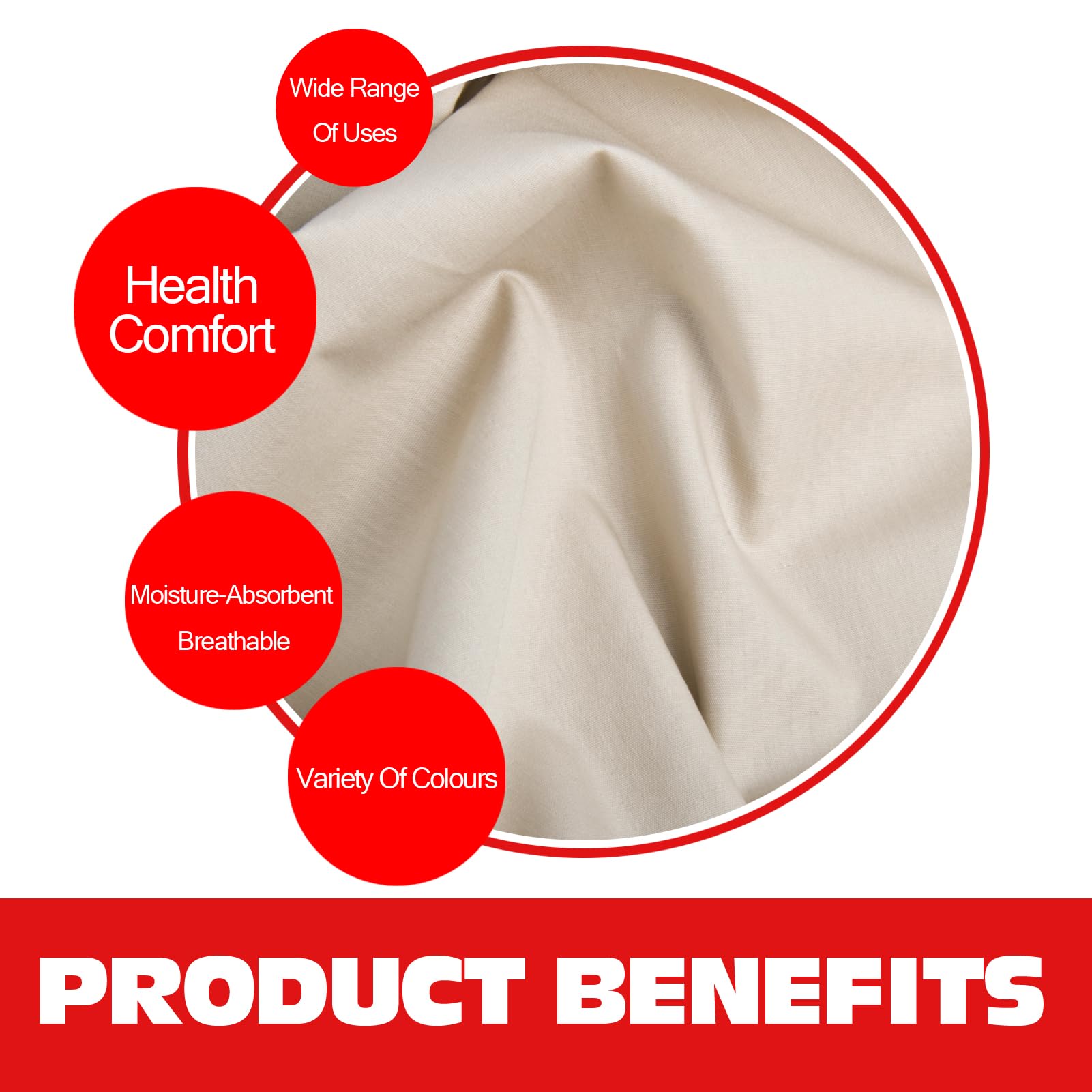 100% White Cotton Fabric for Sewing by 3 Yards, 59”Width Quilting fabricMedium Weight 5.8 oz, Muslin Fabric by The Yard, Embroidery Cloth Fabric