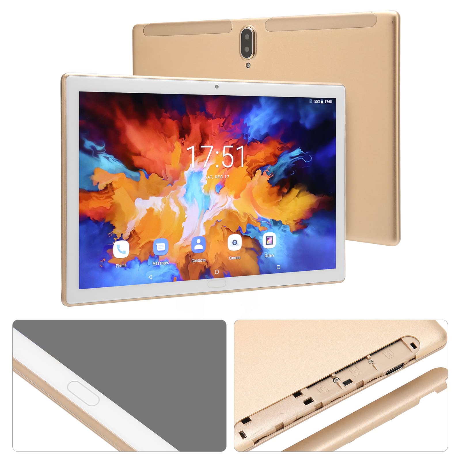 10.1 Inch Tablet, Android 11 2.4/5G WiFi Tablet PC, 8+128GB, MTK6580 Octa CPU, 1920x1200 IPS Screen, for Entertainment (Gold)