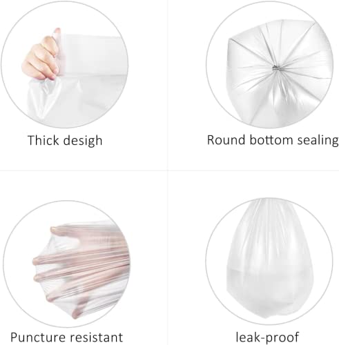 2.6 Gallon Trash Bags, 135pcs Small Garbage Bags, Clear White Trash Bin Liners for Bathroom, Office, Kitchen Small Trash Can