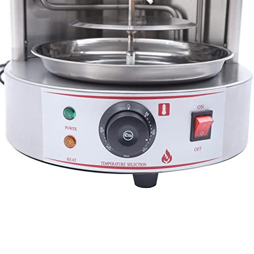 110v Stainless Steel Electric Vertical Grill Machine,Electric Doner Kebab Machine Mini Gyro Machine Vertical Broiler Meat Capacity for Chicken Roast,Tacos,Roast,Beef