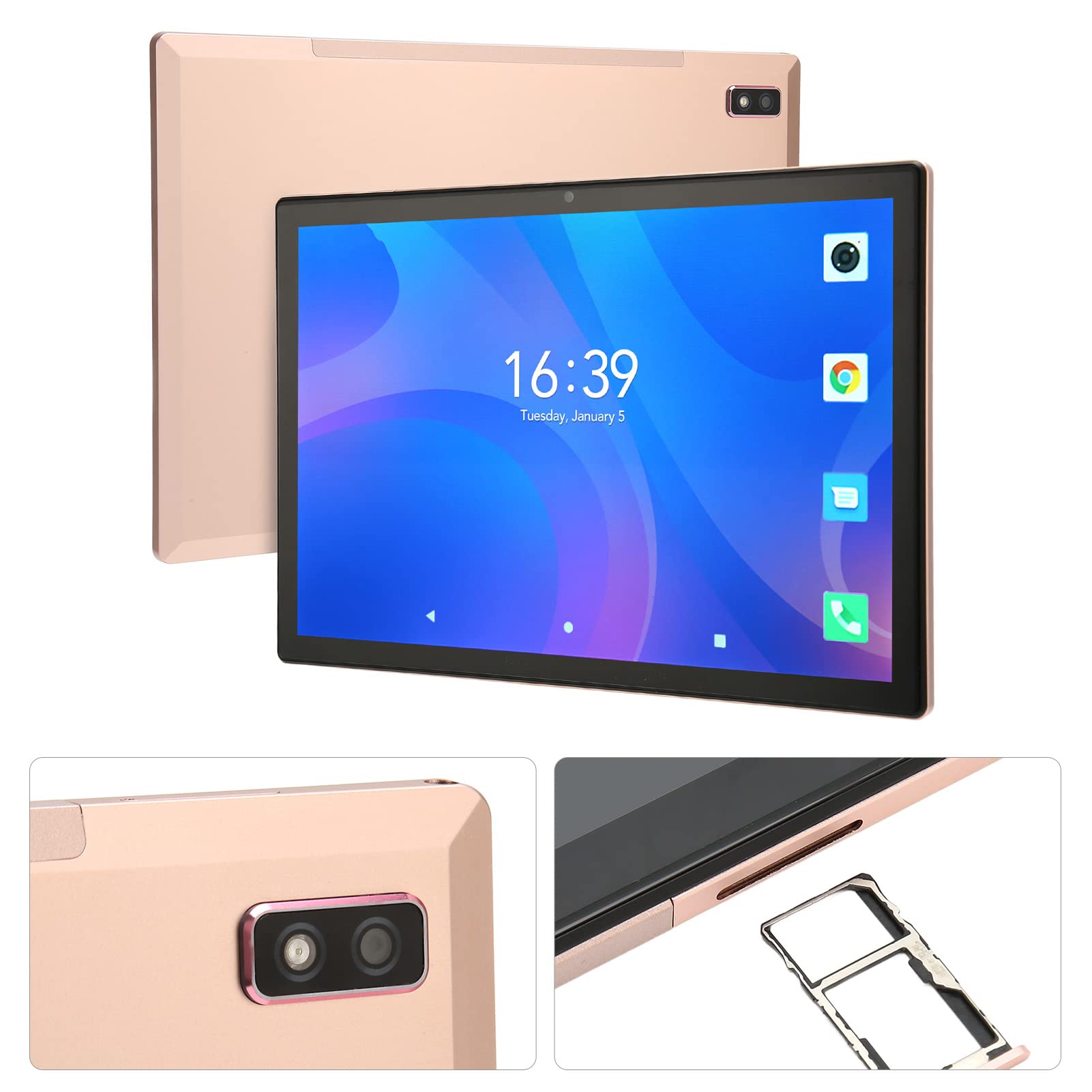 10.1 Inch Tablet,12GB RAM 256GB ROM, 512GB Expand, Octa Core CPU, HD Touch Screen, 5G WiFi Tablet for Android, Gaming Tablet PC with Dual 8+16MP Camera (Gold)