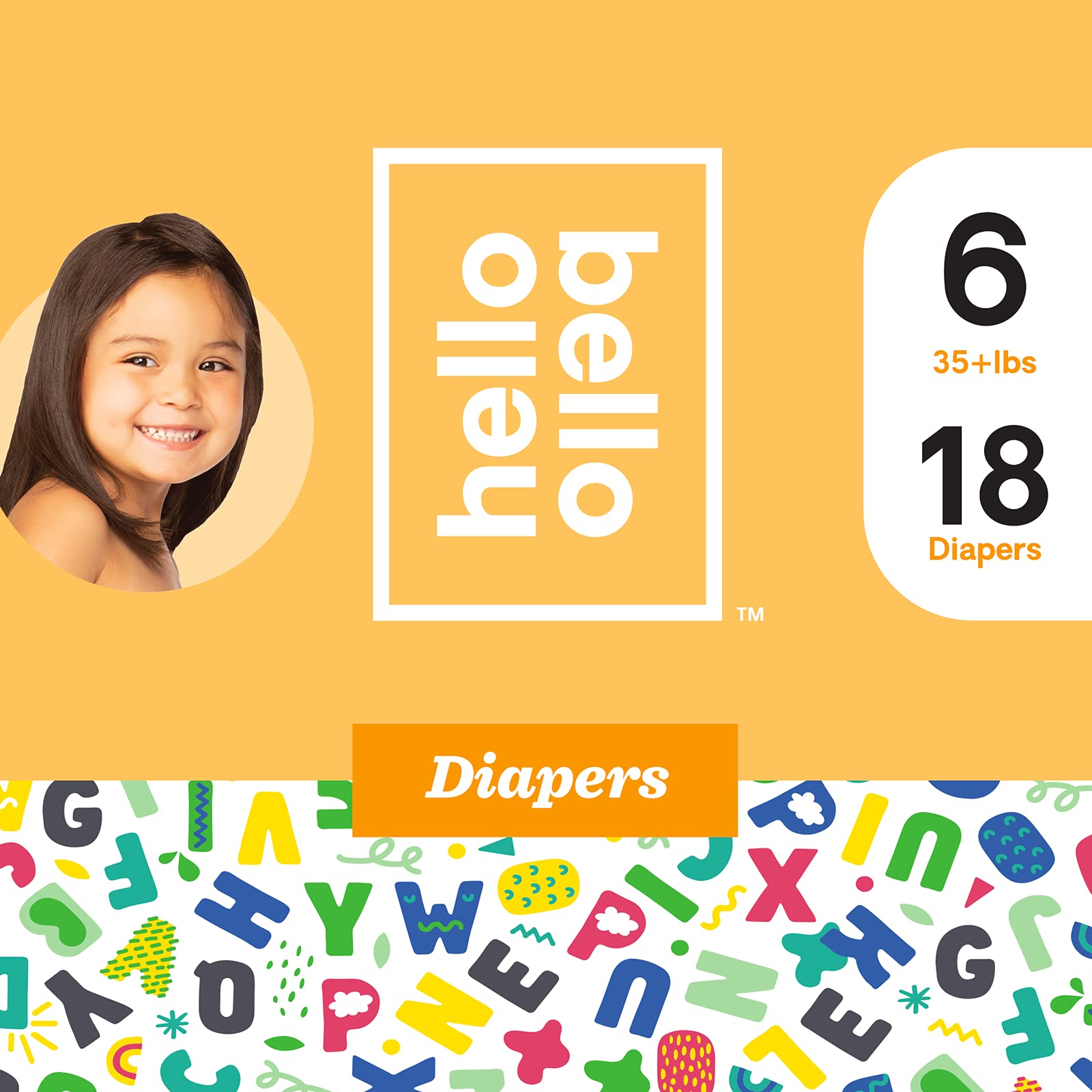 Hello Bello Diapers, 18 Count, Alphabet Soup Design, Size 6