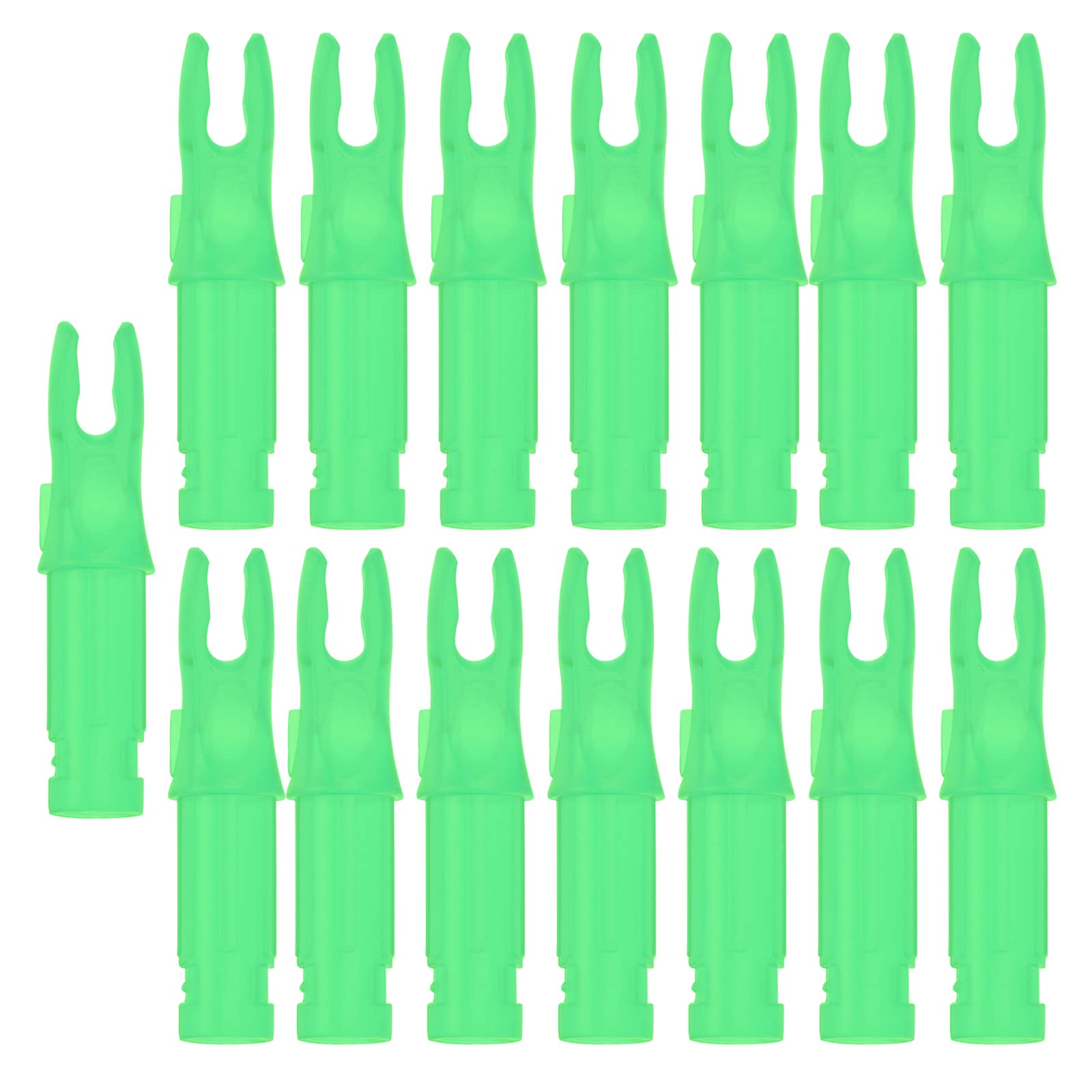 15pcs Plastic Archery Nocks Insert Tail, Transparent Green