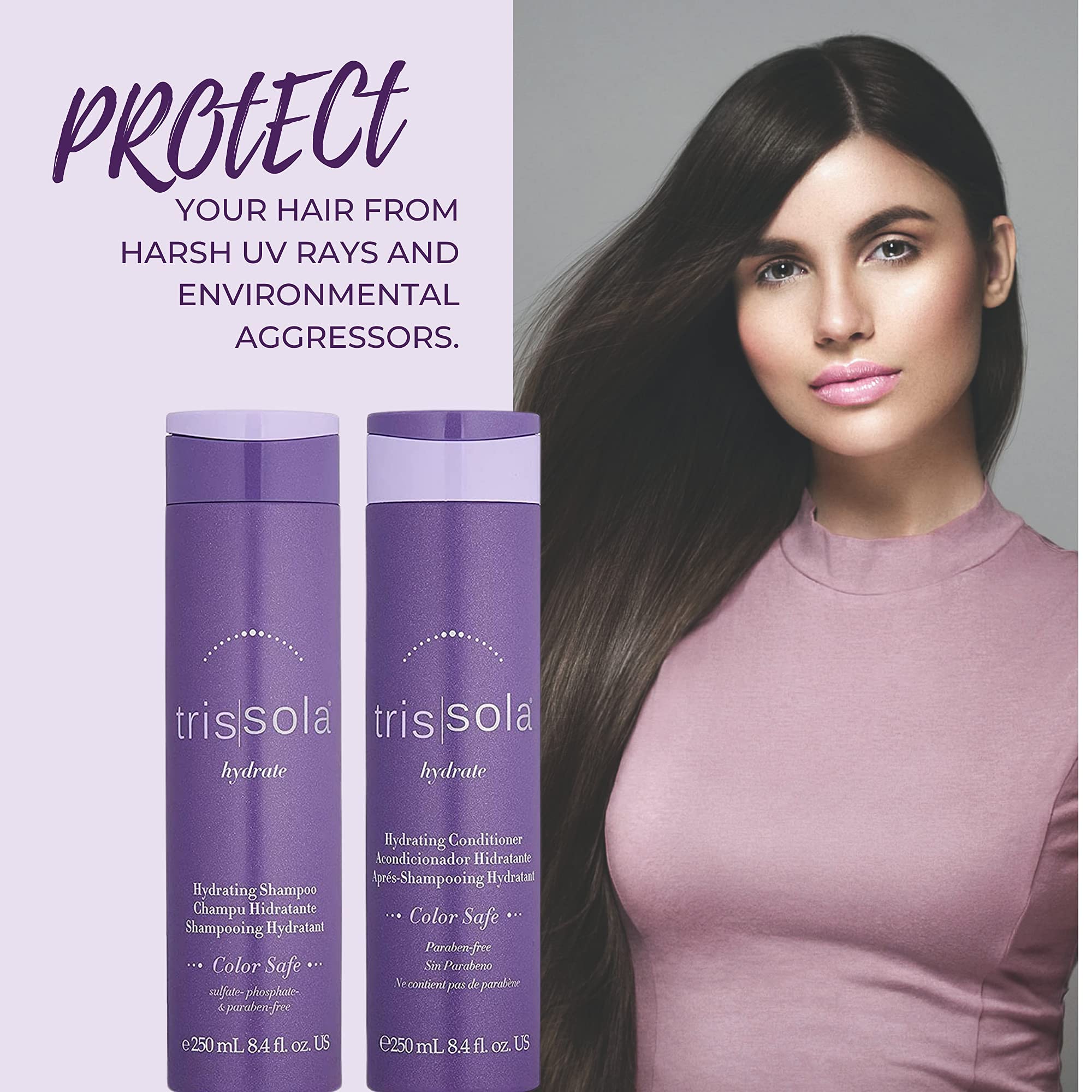 Trissola Hydrate Shampoo and Conditioner Duo - Moisturizing Hair Shampoo and Conditioner Set (8.4 oz)