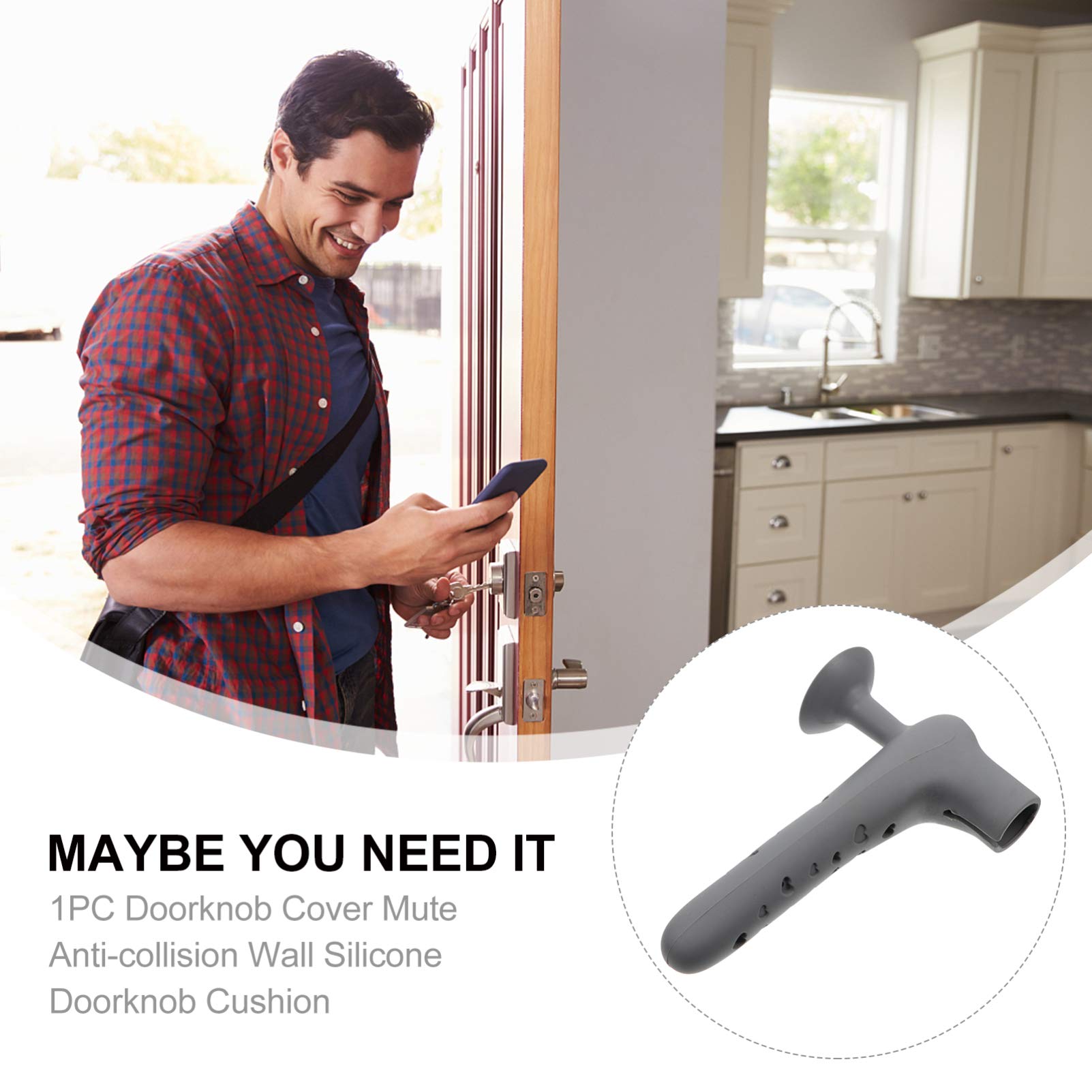Silicone Door Handle Cover Sleeve Safety Door Knob Protector Cover Guarder Crashproof Suction Cup Door knob Cushion Grey