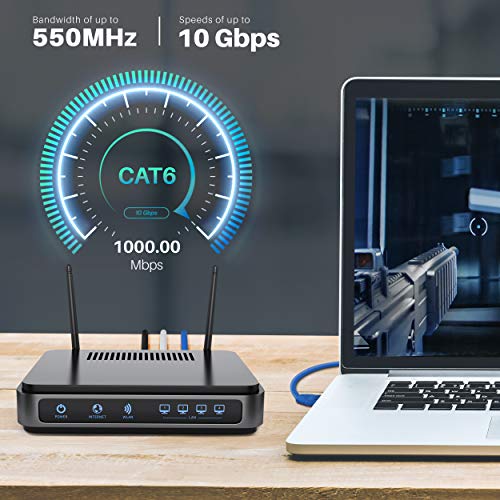 GearIT Cat 6 Ethernet Cable CCA - (6ft, 2-Pack) LAN Network Cord, UTP, Internet, Network Cable Cat 6 Patch Cable - Black & Blue, 6 Feet