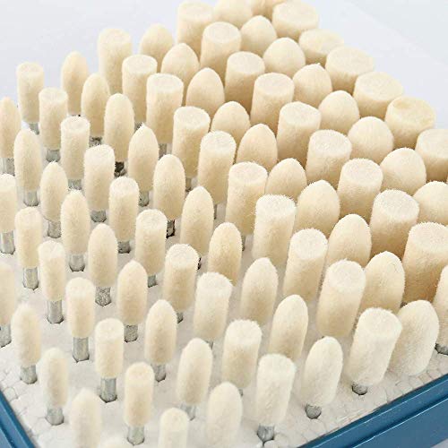 100Pcs Felt Polishing Wheels Wool Polishing Buffing Pads, Mandrel Mounted Grinding Bits,Polishing Grinding Head Wheel Tool Kit For Dremel Rotary Tool - 1/8 Inch Shank