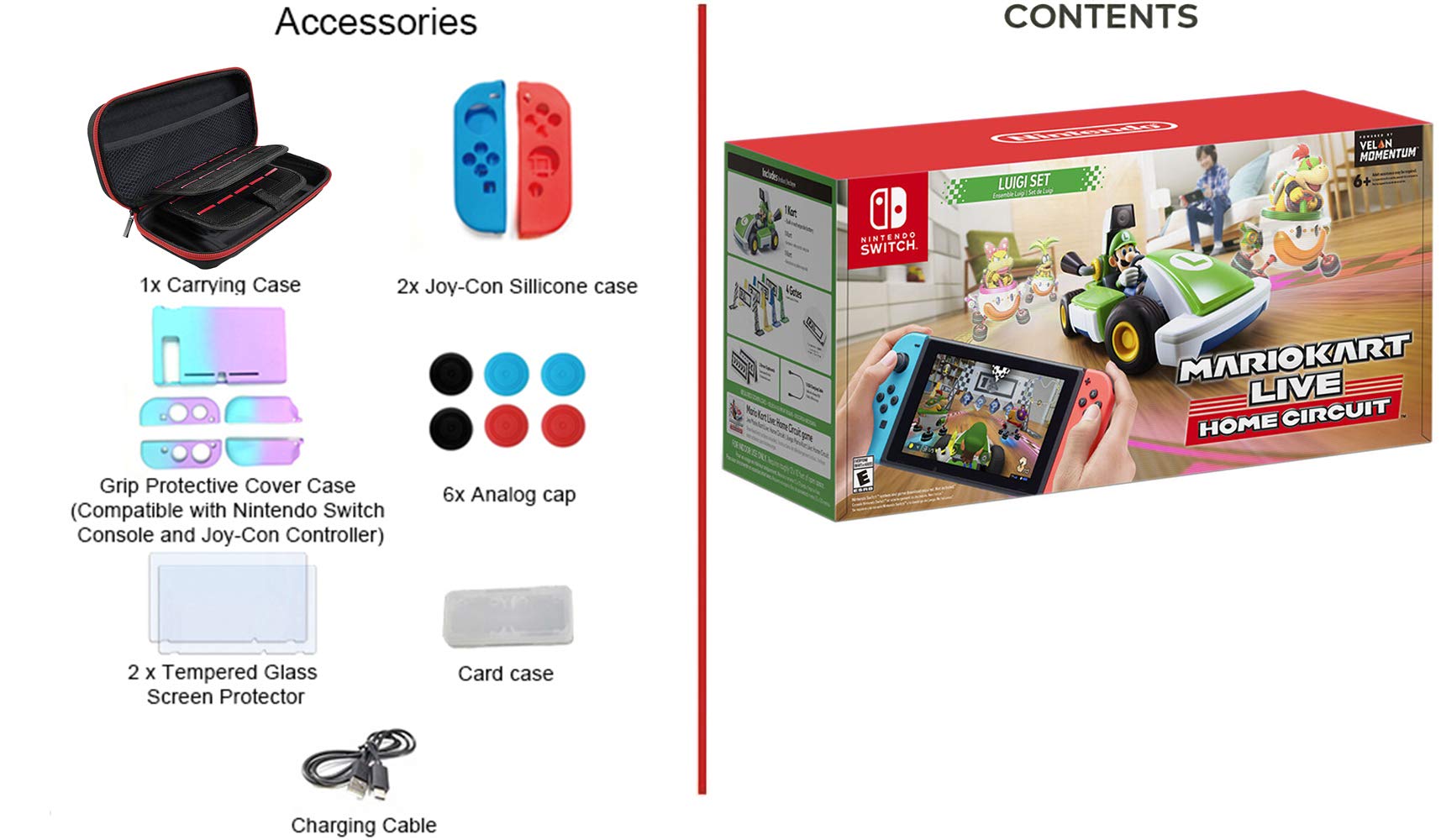 2020 Newest Nintendo - Mario Kart Live: Home Circuit - Luigi Set Edition - Holiday Family Gaming Bundle for Nintendo Switch or Switch Lite - Green - iPuzzle 12-in-1 Carrying Case for Nintendo Switch