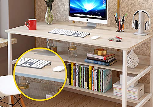 TOPYL 39inch Computer Desk with Bookshelf,Modern Sturdy Writing Desk - Family Workstation with 2 Tier Shelves,Simple Style Desk for Home Office