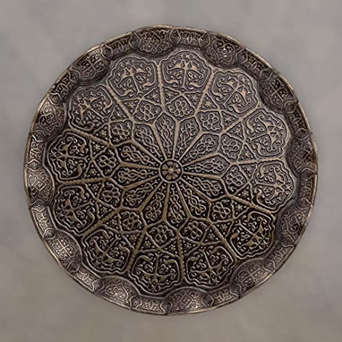Alisveristime Turkish Ottoman Coffee Tea Beverage Serving Wavy Tray 35cm (Antik Green)