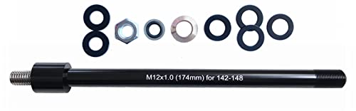 12MM Thru Axle Adapter for Bike Trailer Hitch 1.0 1.5 1.75 TP Compatible with 142-148 Hub Size Different Shalft Length for Choose (M12x 1.75 - 181mm (142-148))