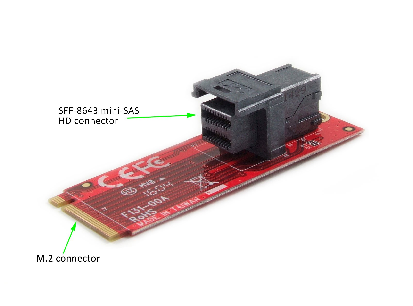 Ableconn M2-U2-131 M.2 Module with SFF-8643 Mini-SAS HD 36Pin Connector for U.2 (SFF-8639) PCIe-NVMe SSD - Support Intel 750 2.5-inch U.2 SFF SSD