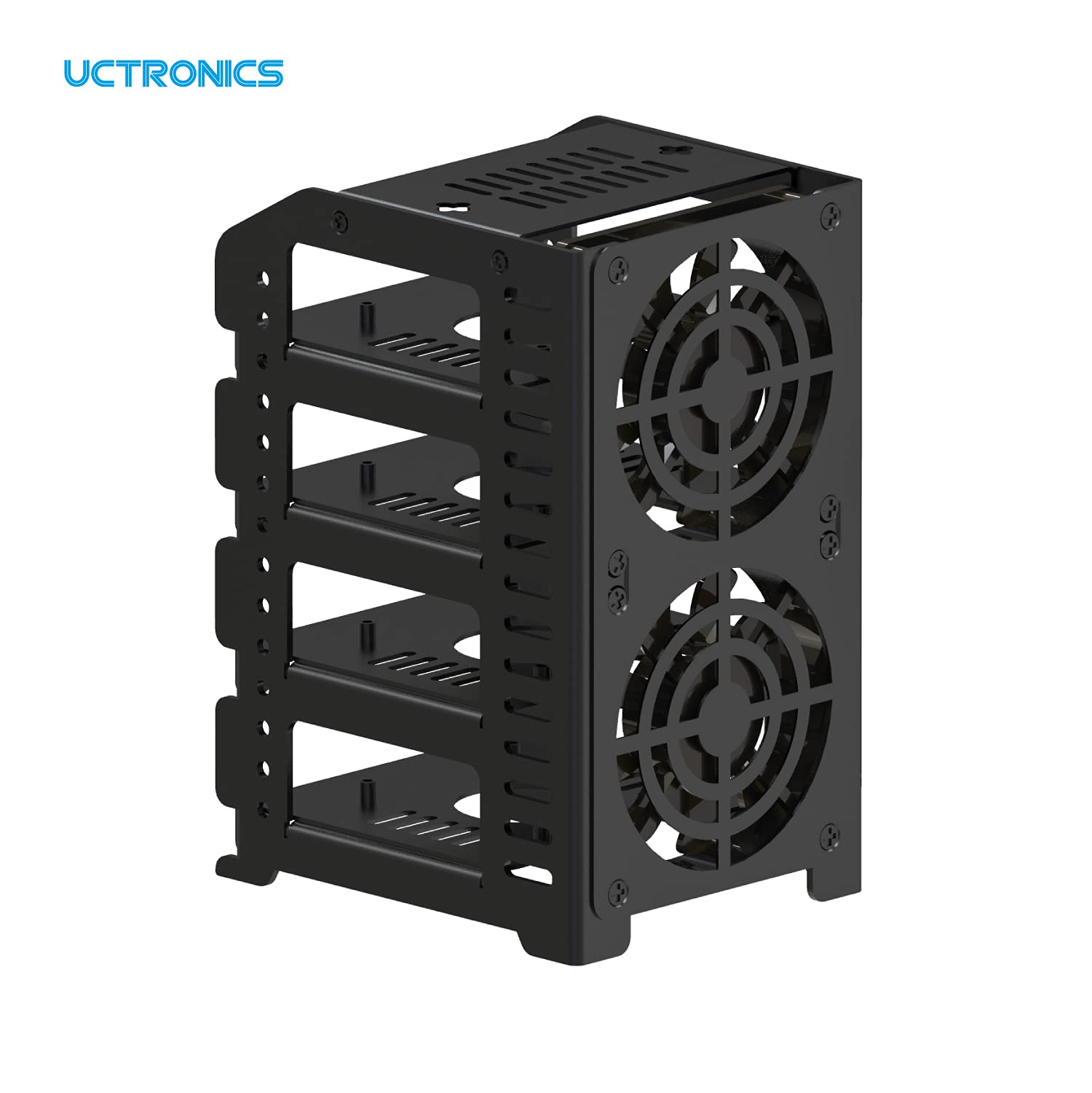 UCTRONICS for Raspberry Pi Cluster, Metal Rack Case with Protection Shield, 4 Removable Layers and 2 Cooling Fans, Support Raspberry Pi 4B, 3B+/3B and Other B Models, Optional 2.5" SSD Mounting Plate