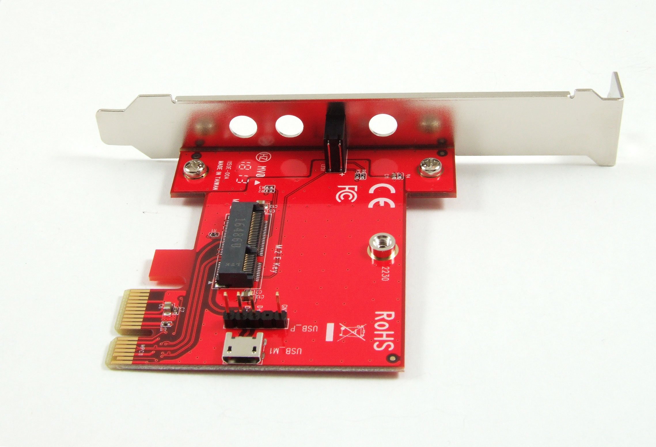 Ableconn PEXM2150E PCI Express x1 Adapter Card with M.2 Key E Socket - Support M2 E Key or A-E Key WiFi or Bluetooth Module