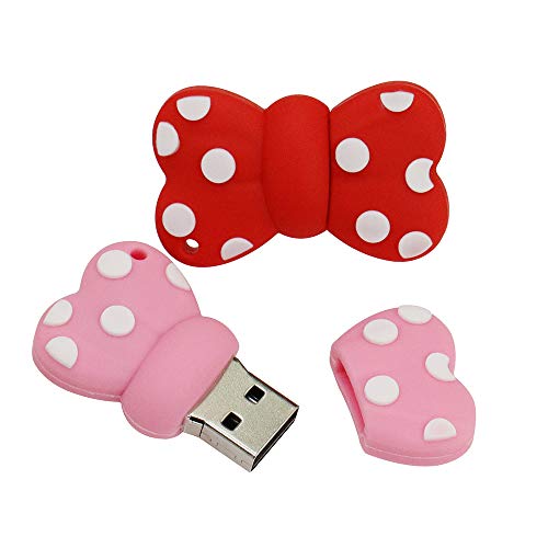 Aneew 16GB Pendrive Cartoon Cute Pink Bowknot Bow Model USB Flash Drive Memory Stick Girl Gift
