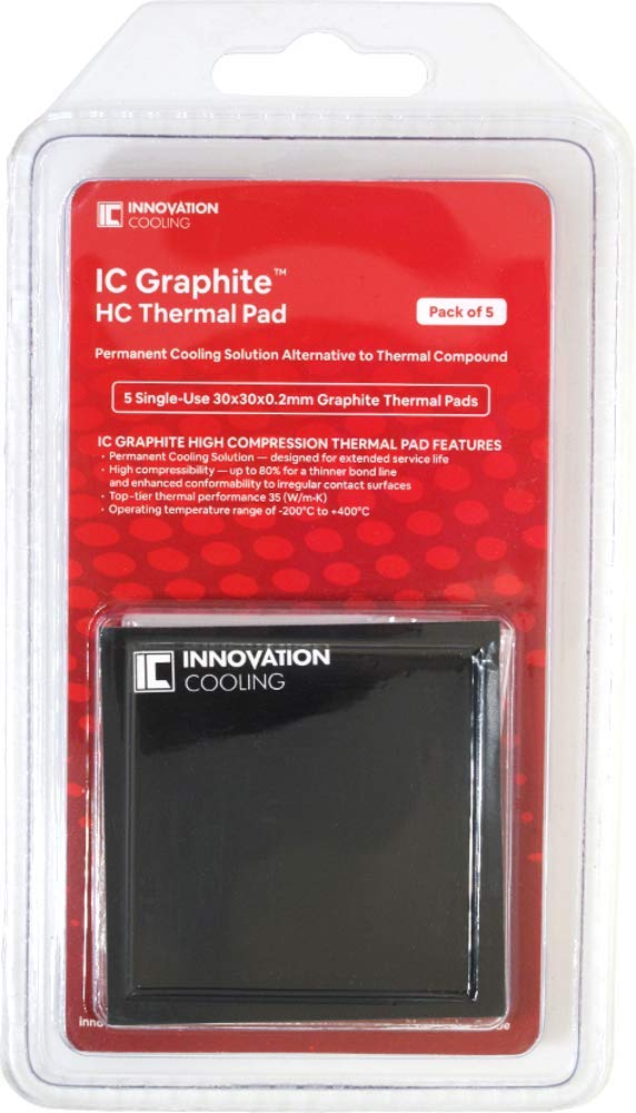 IC Graphite High Compression Thermal Pad - Permanent Replacement for Thermal Paste/Grease (30X30 mm 5-Pack)