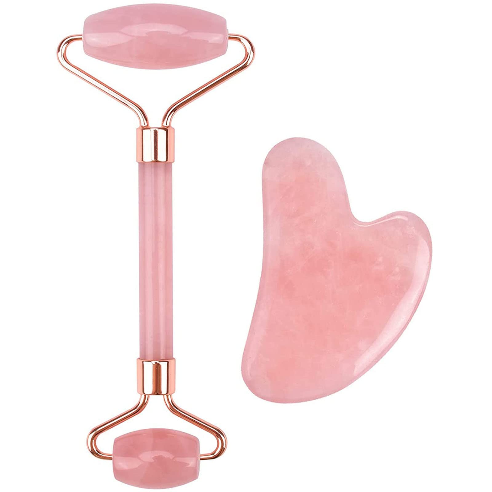ideayard Face Roller and Gua Sha Set - Jade Roller Anti Aging Massager Tool - Natural Jade Roller for Face and GuaSha Stone for Body - Beauty Roller Skin Care Tools Kit for Slimming & Firmingļ¼Pinkļ¼