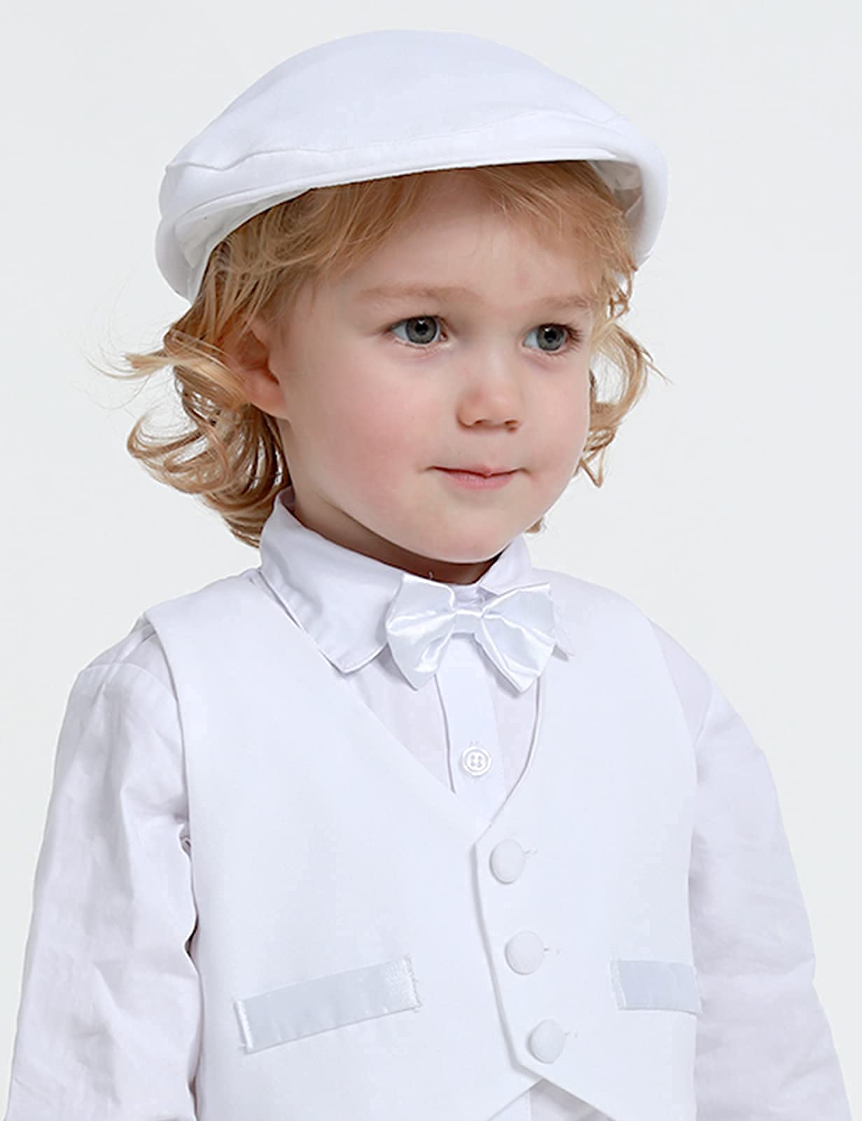 A&J DESIGN Infant Boy Christening Hat 3-6 Months Flat Paperboy Cap White